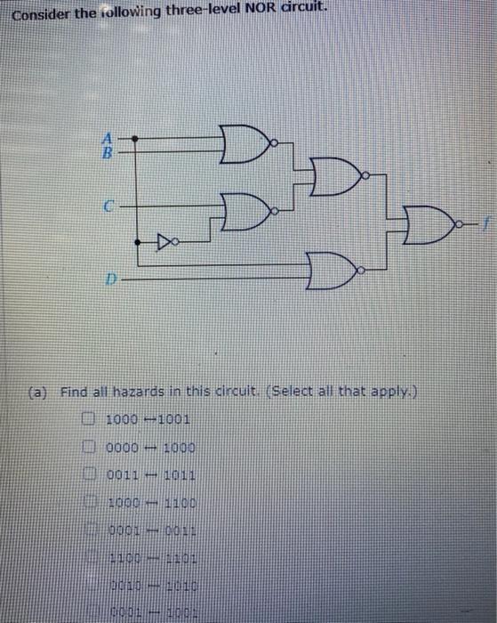 Solved Consider the collowing three-level NOR circuit. B В C | Chegg.com
