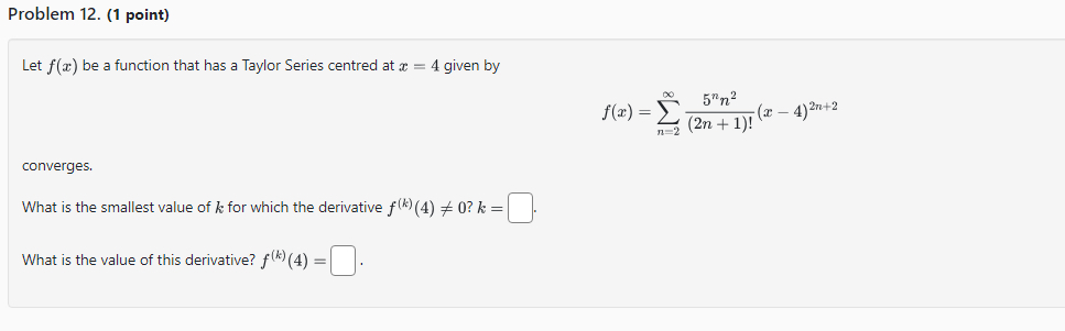 Solved Problem 12. (1 ﻿point)Let f(x) ﻿be a function that | Chegg.com