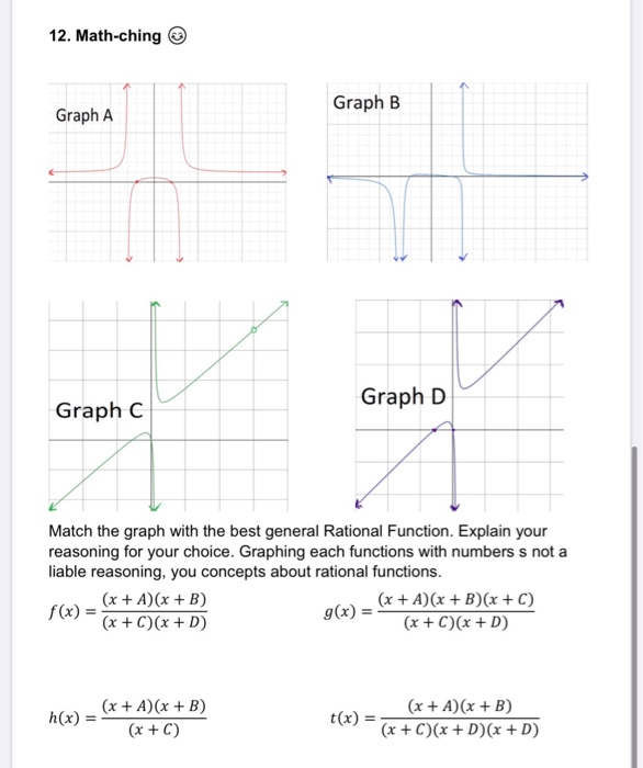 Solved 12. Math-ching Graph B Graph A Graph D Graph C Match | Chegg.com