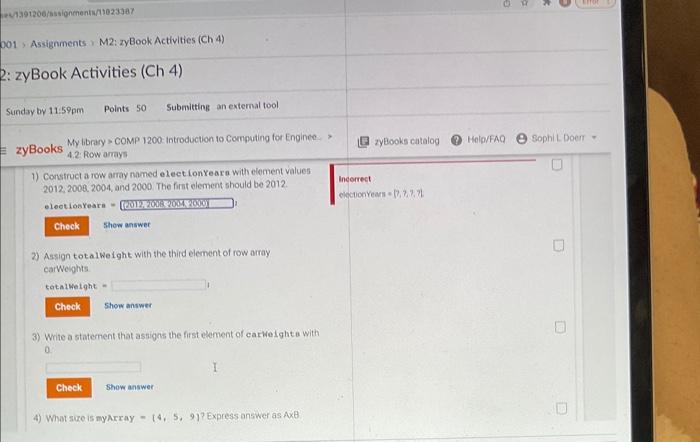 Solved 1391200/signment/11023387 001 Assignments M2: zyBook | Chegg.com