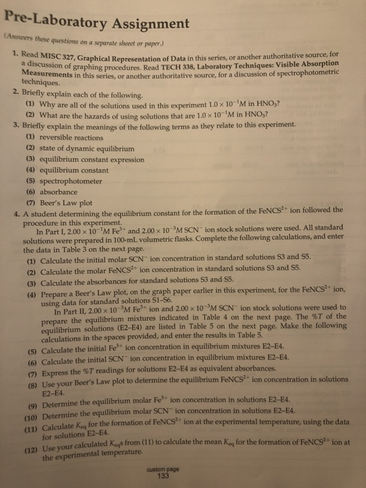 Pre-Laboratory Assignment Answers these questions on | Chegg.com