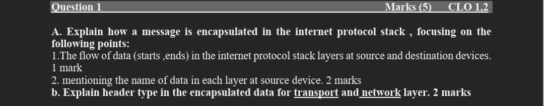 Solved A. Explain how a message is encapsulated in the | Chegg.com