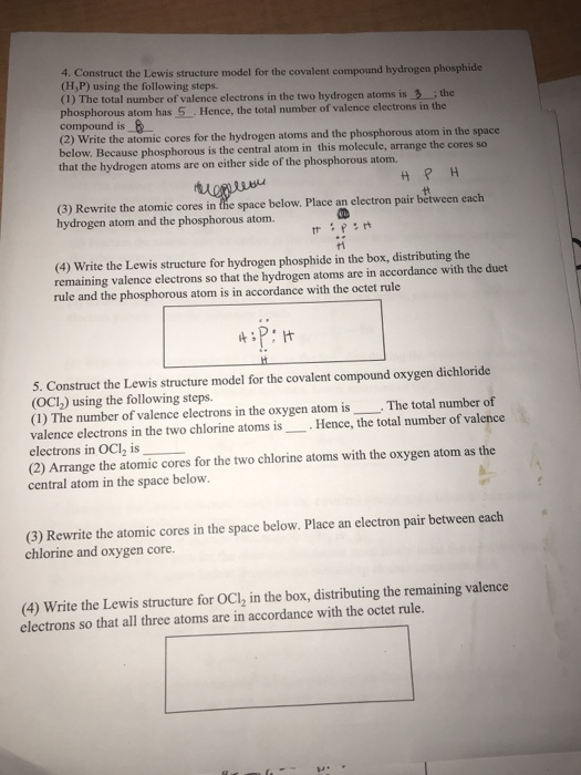 Solved 4. Construct the Lewis structure model for the | Chegg.com