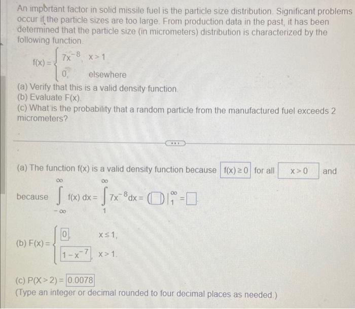 Solved An important factor in solid missile fuel is the | Chegg.com
