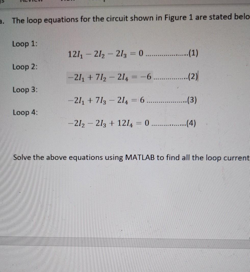 Solved 2. The loop equations for the circuit shown in Figure | Chegg.com
