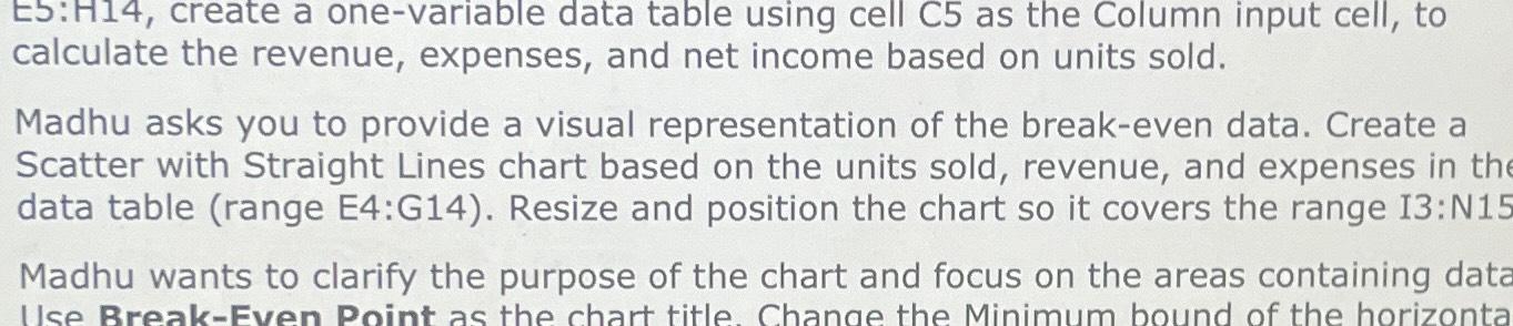 Solved ES:H14, ﻿create a one-variable data table using cell | Chegg.com