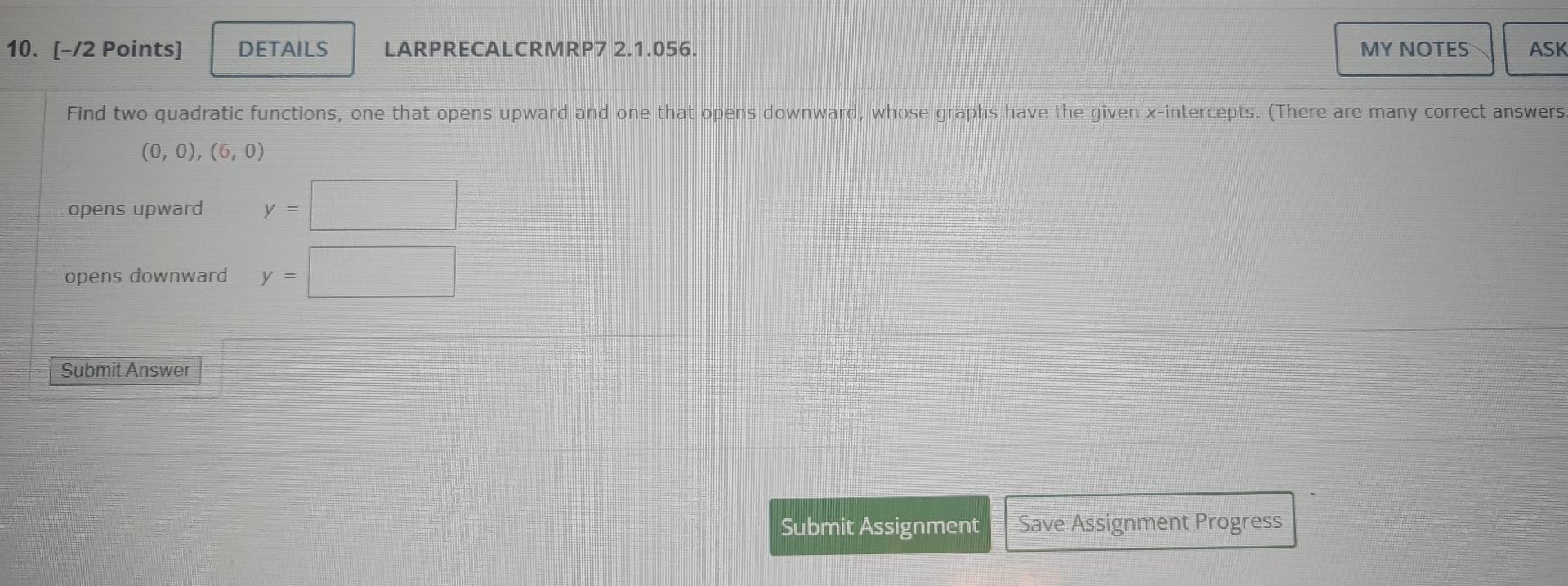 Solved Find two quadratic functions, one that opens upward | Chegg.com