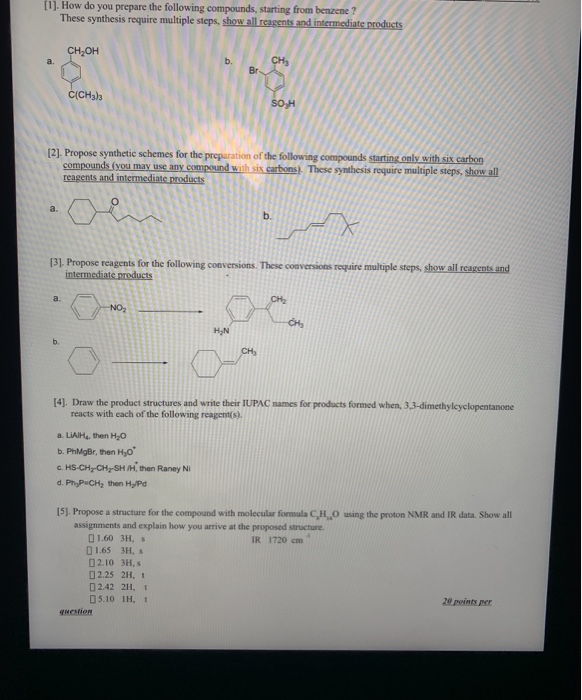Solved [U]. How do you prepare the following compounds, | Chegg.com