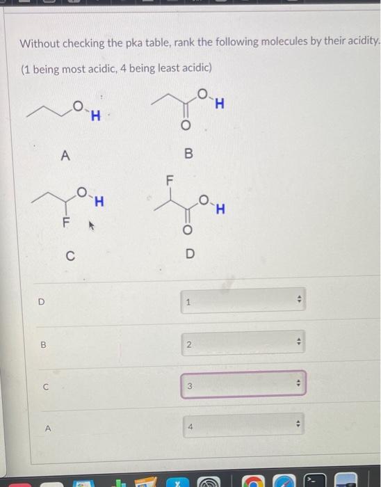 Solved Without checking the pka table, rank the following | Chegg.com