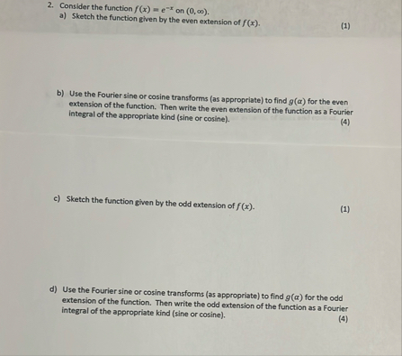 Consider the function f(x)=e-x ﻿on (0,∞).a) ﻿Sketch | Chegg.com