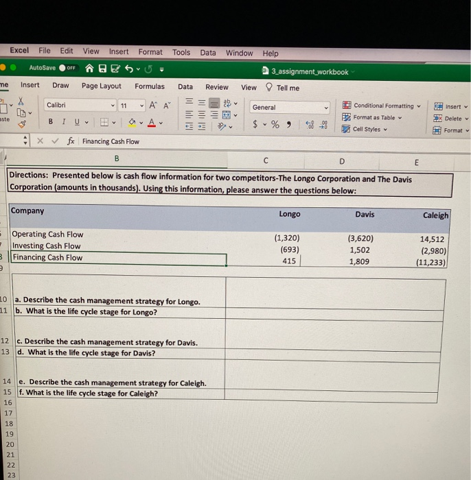 Solved Excel File Edit View Insert Format Tools AutoSave OFF | Chegg.com