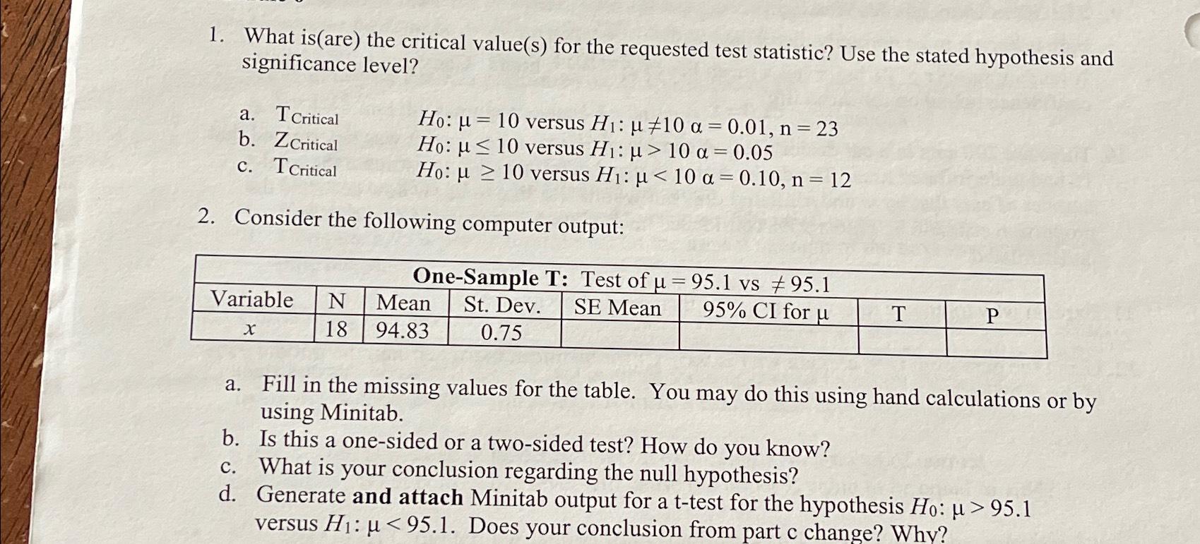Solved What is(are) the critical value(s) for the requested | Chegg.com