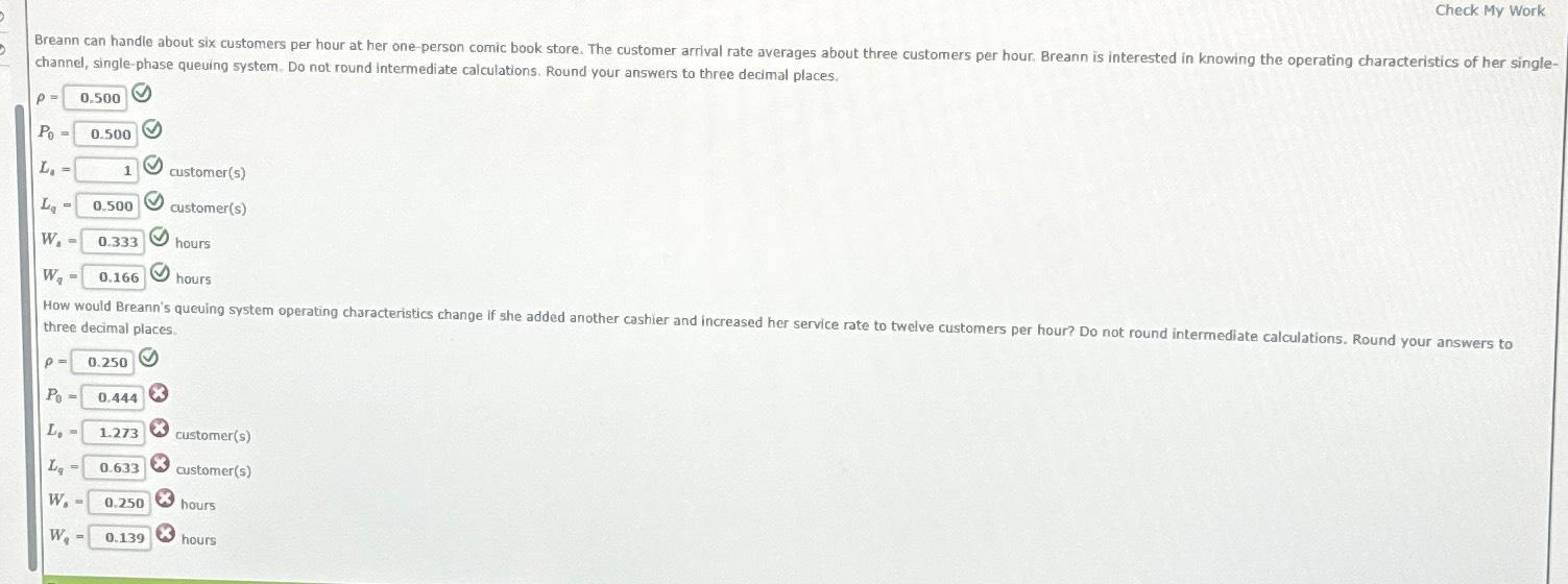 Solved Check My Workchannel, single-phase queuing system. Do | Chegg.com