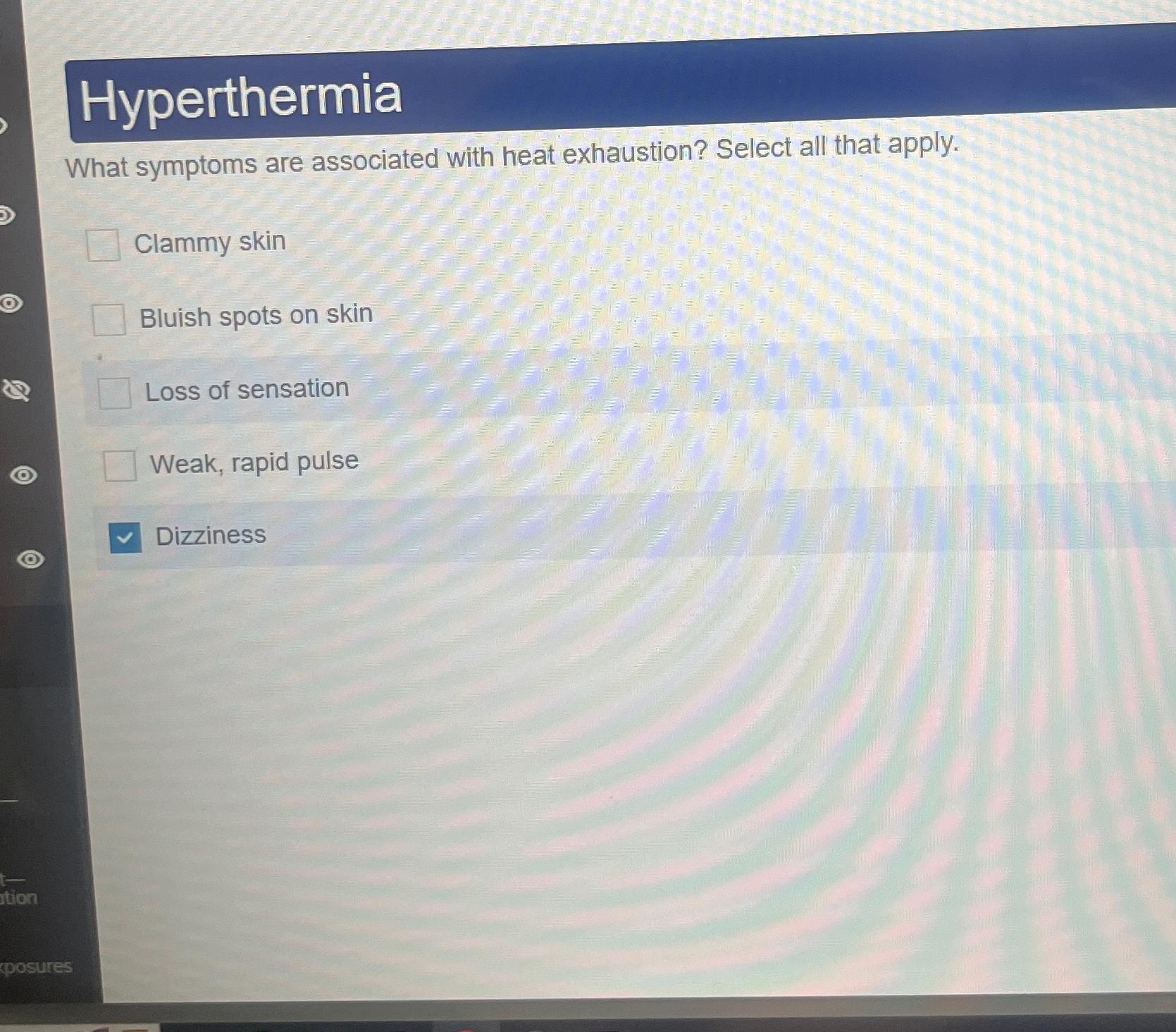 Solved HyperthermiaWhat symptoms are associated with heat | Chegg.com