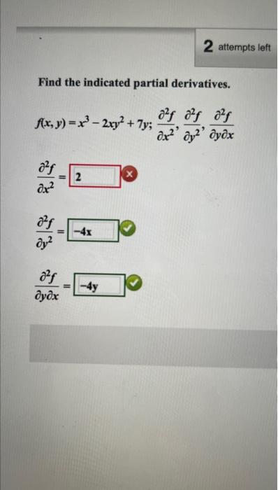 Solved Find the indicated partial derivatives. | Chegg.com