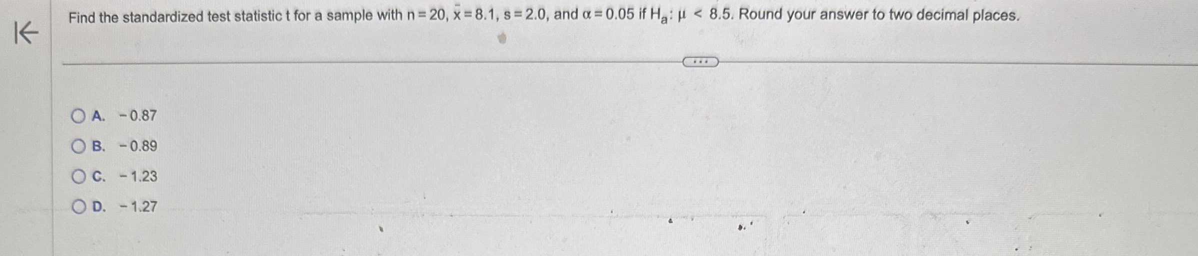 Solved Find the standardized test statistic t ﻿for a sample | Chegg.com