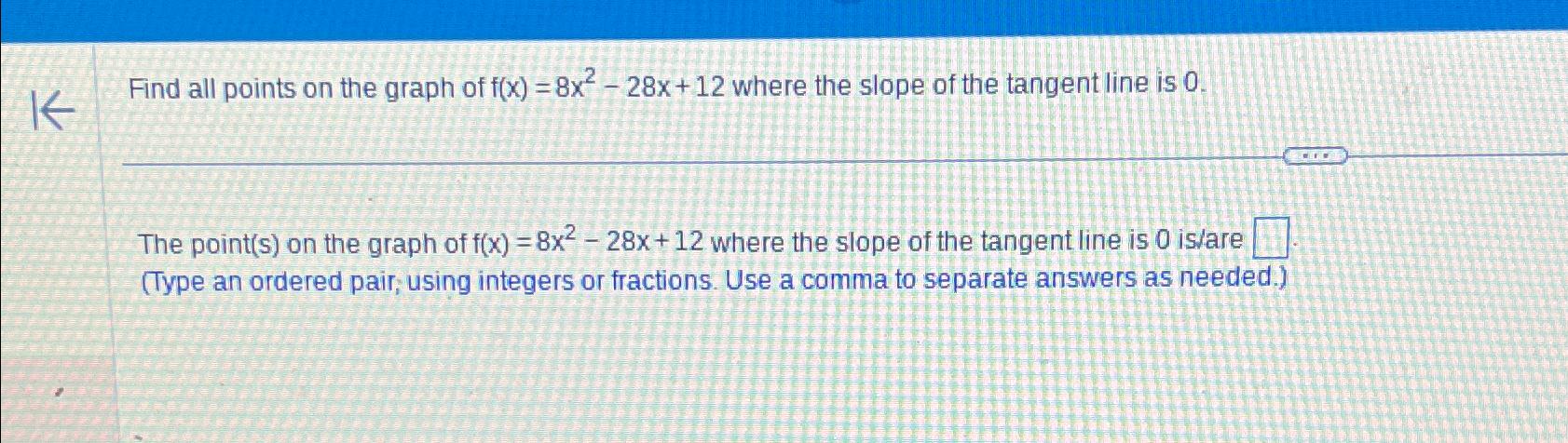 Solved Find all points on the graph of f(x)=8x2-28x+12 | Chegg.com