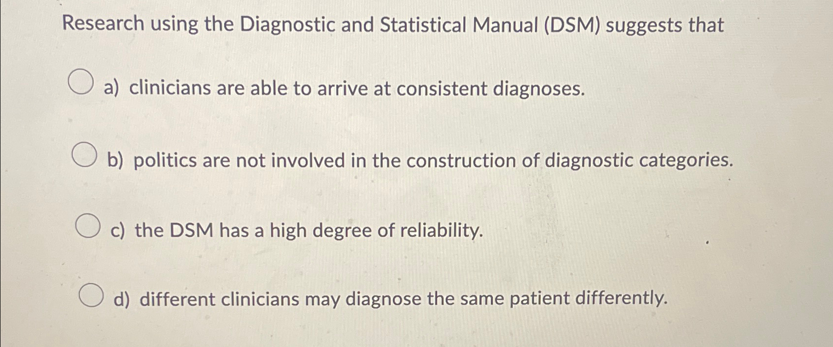 Solved Research using the Diagnostic and Statistical Manual | Chegg.com