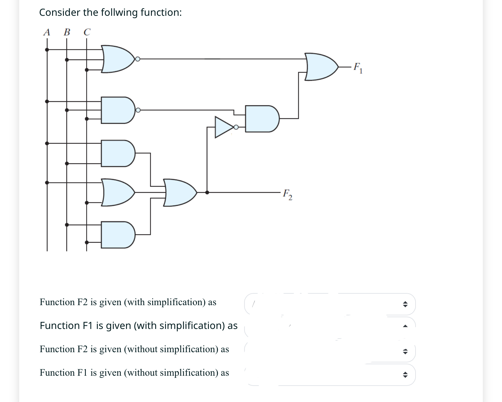 Solved Consider the follwing function:Function F2 ﻿is given | Chegg.com
