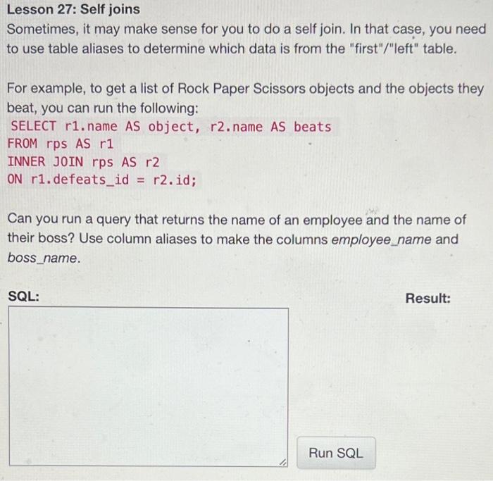 Solved Sometimes, it may make sense for you to do a self | Chegg.com