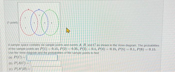 Solved A sample space contains six sample points and events | Chegg.com
