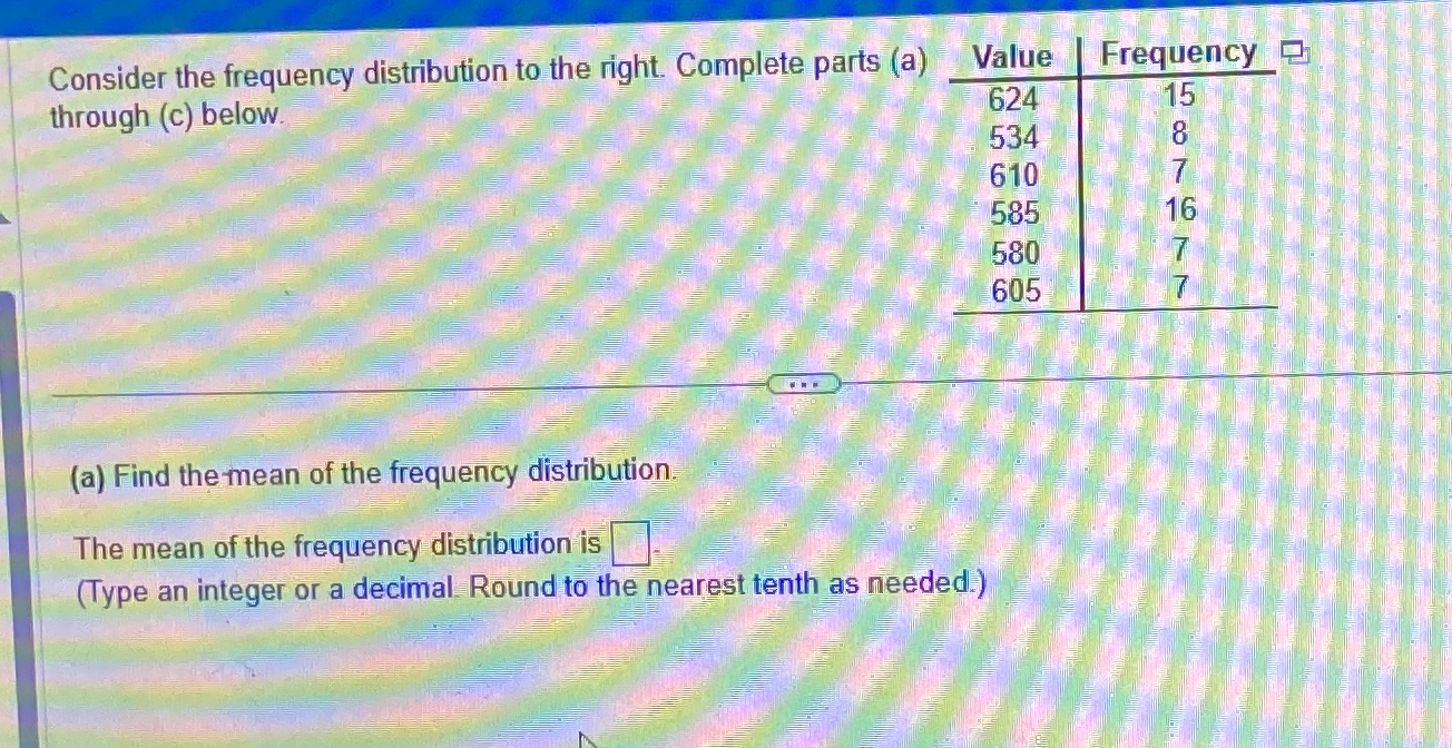 Solved Consider the frequency distribution to the right. | Chegg.com
