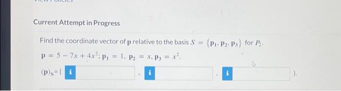 Solved Find the coordinate vector of p relative to the basis | Chegg.com