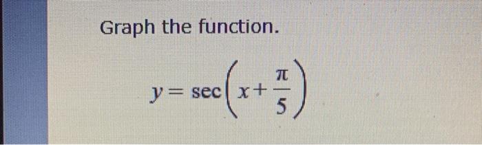 Solved Graph the function. y=sec(x+5π) | Chegg.com