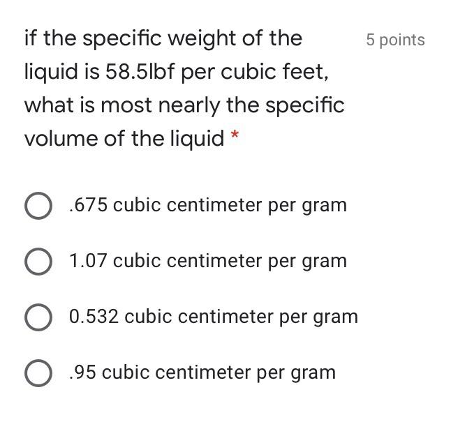 Solved 5 points if the specific weight of the liquid is | Chegg.com