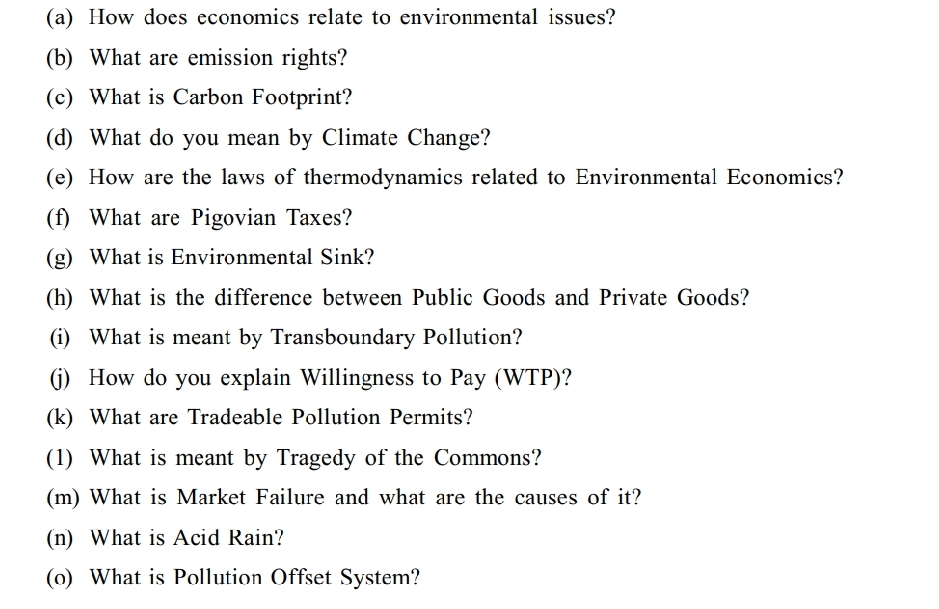 Solved (a) ﻿How does economics relate to environmental | Chegg.com