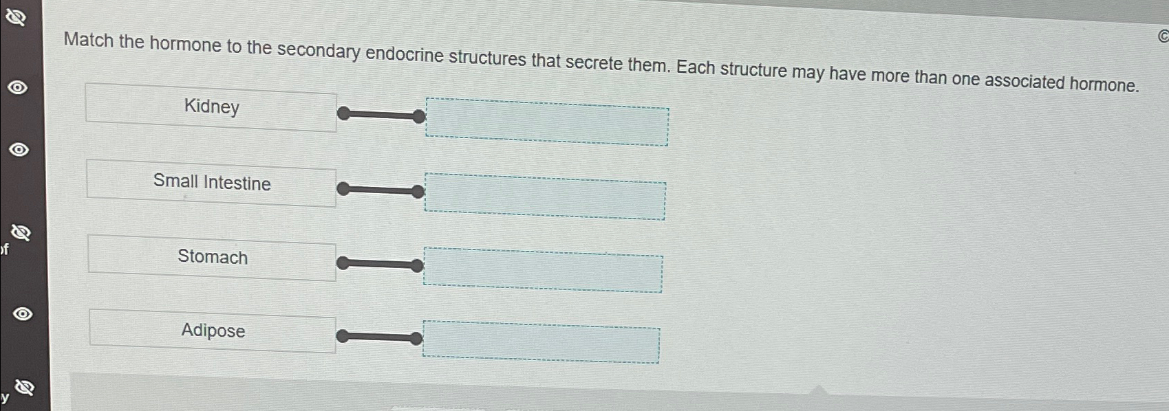Solved Match the hormone to the secondary endocrine | Chegg.com
