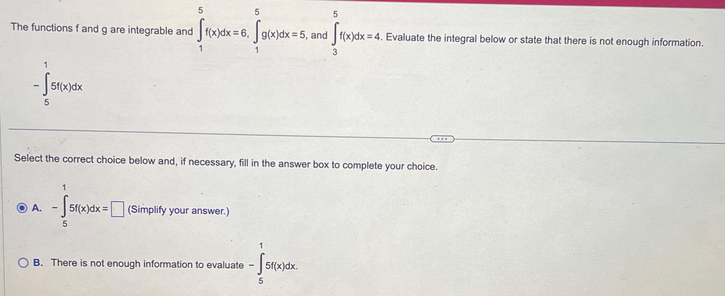 Solved The functions f ﻿and g ﻿are integrable and | Chegg.com