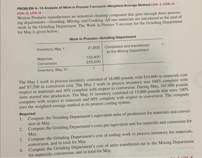 Solved PROBLEM 4-14 Analysis of Work in Process | Chegg.com
