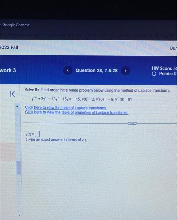 Solved Solve the third-order initial value problem below | Chegg.com