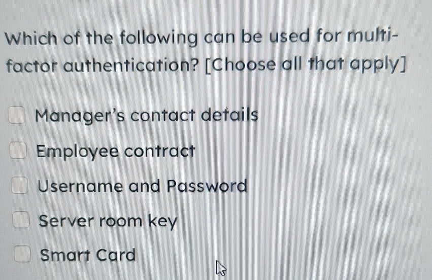 Solved Which of the following can be used for multifactor | Chegg.com