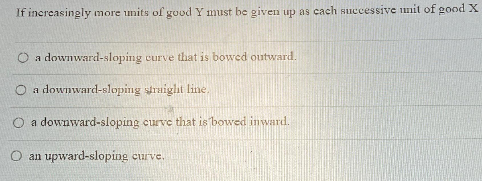 Solved If increasingly more units of good Y ﻿must be given | Chegg.com