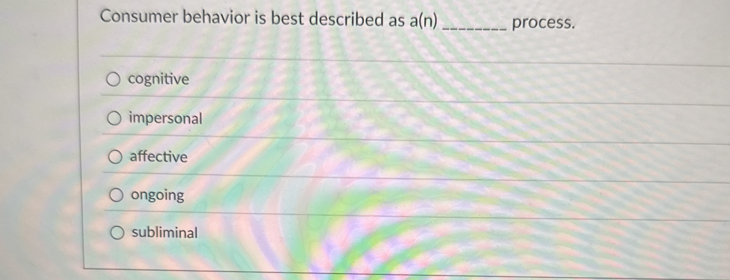 Solved Consumer behavior is best described as | Chegg.com