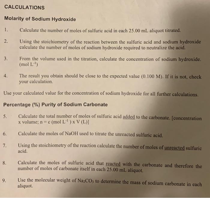 Solved DATA: Concentration of sulfuric acid (M) 0.0500M | Chegg.com