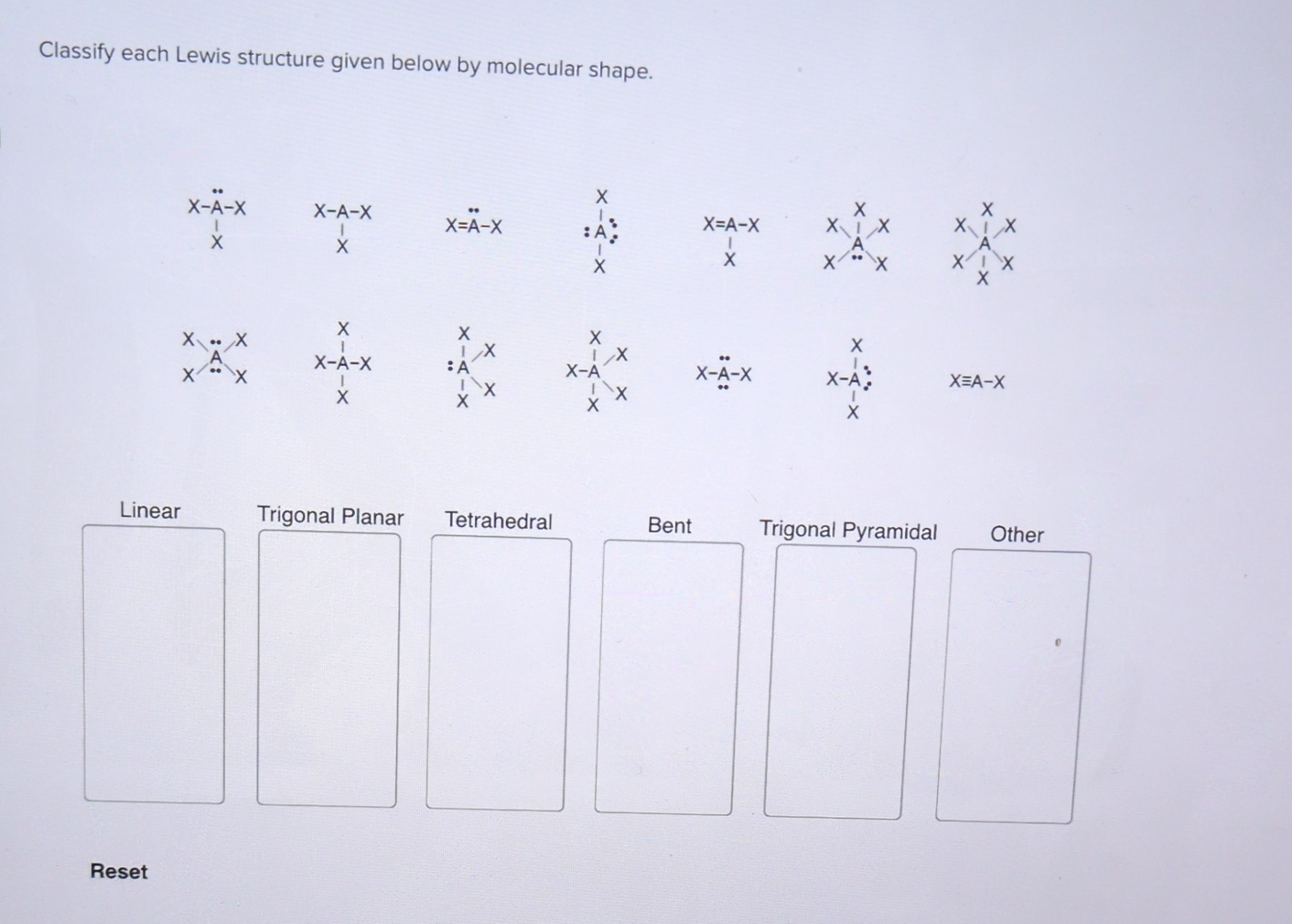 Solved Classify each Lewis structure given below by | Chegg.com