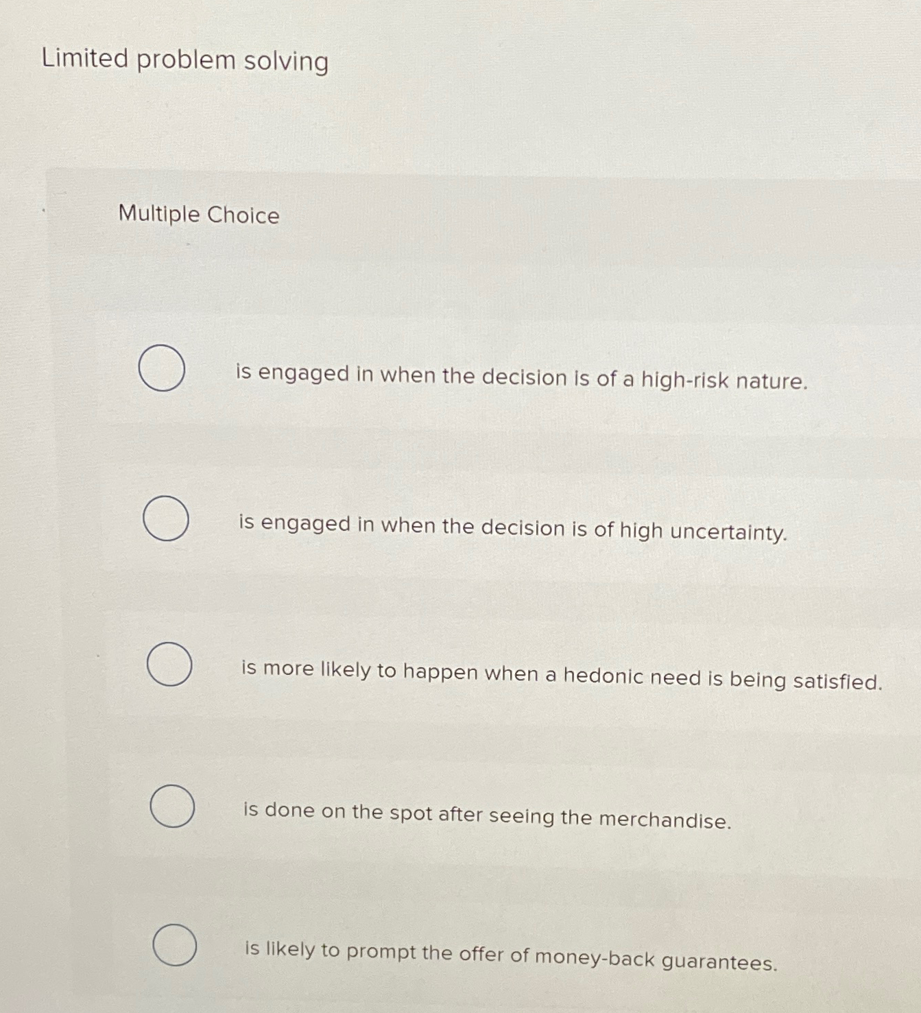 Solved Limited problem solvingMultiple Choiceis engaged in | Chegg.com Solved Limited problem solvingMultiple Choiceis engaged in | Chegg.com