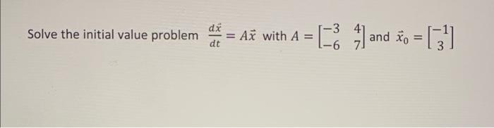 Solved Solve the initial value problem dx dt Ax with A = [: | Chegg.com