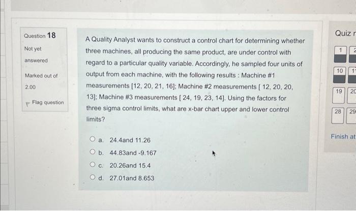 Solved A Quality Analyst wants to construct a control chart | Chegg.com