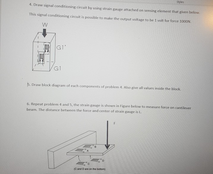 Styles 4. Draw signal conditioning circuit by using | Chegg.com