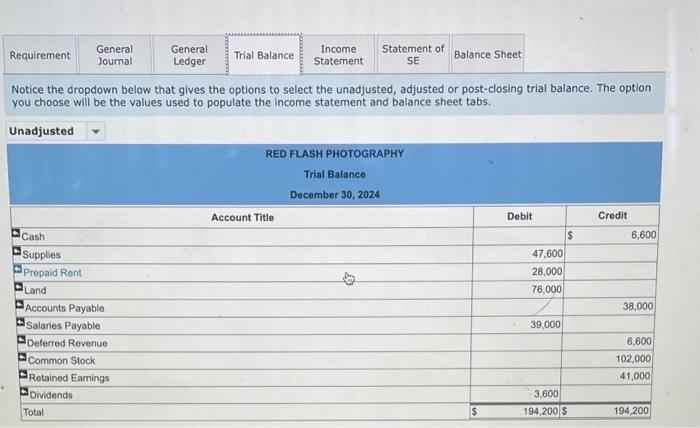 Solved On January 1, 2024, Red Flash Photography had the | Chegg.com