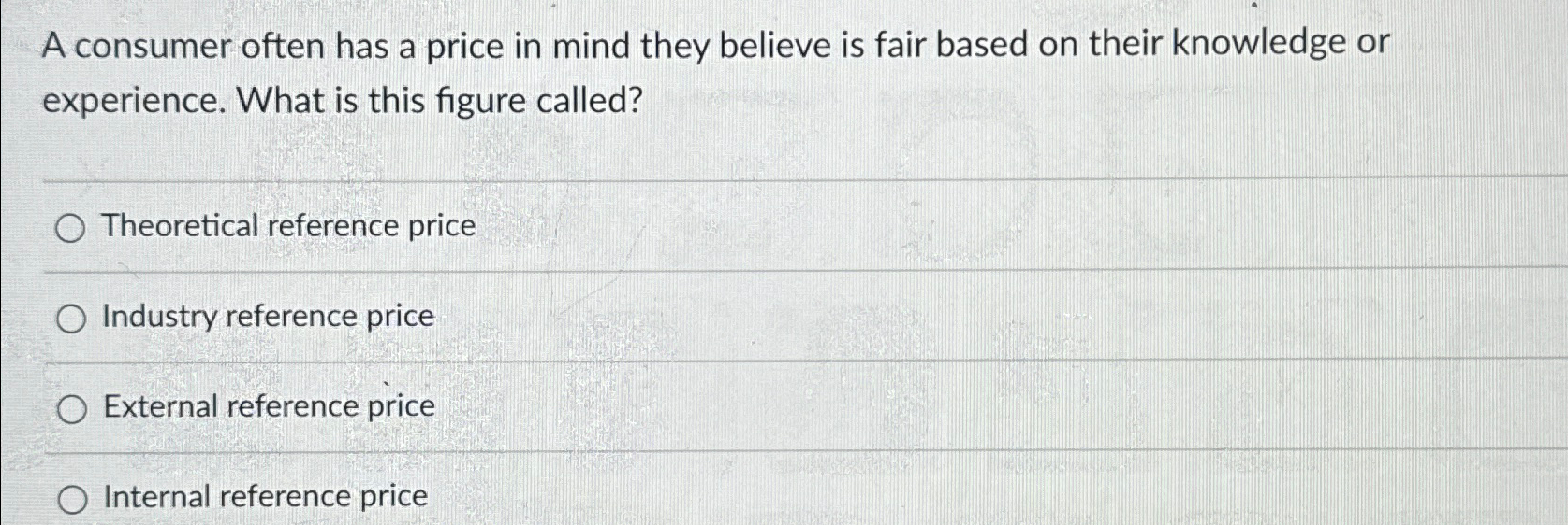 A consumer often has a price in mind they believe is | Chegg.com