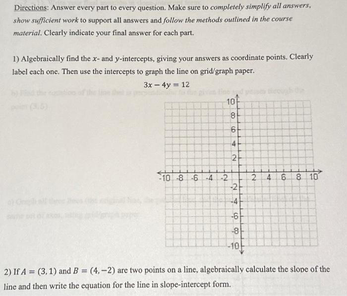 Solved Directions: Answer every part to every question. Make | Chegg.com