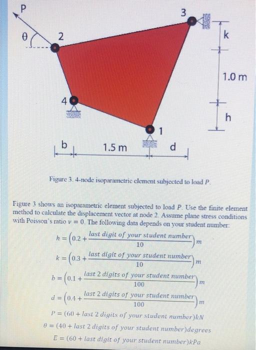 Solved P 0 2 st 4 1.5 m d Figure 3. 4-node isoparametric | Chegg.com