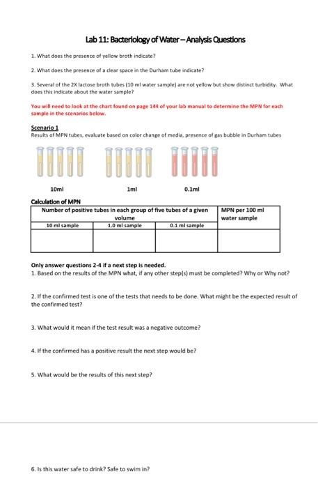 Solved Lab 11: Bacteriology of Water-Analysis Questions 1. | Chegg.com