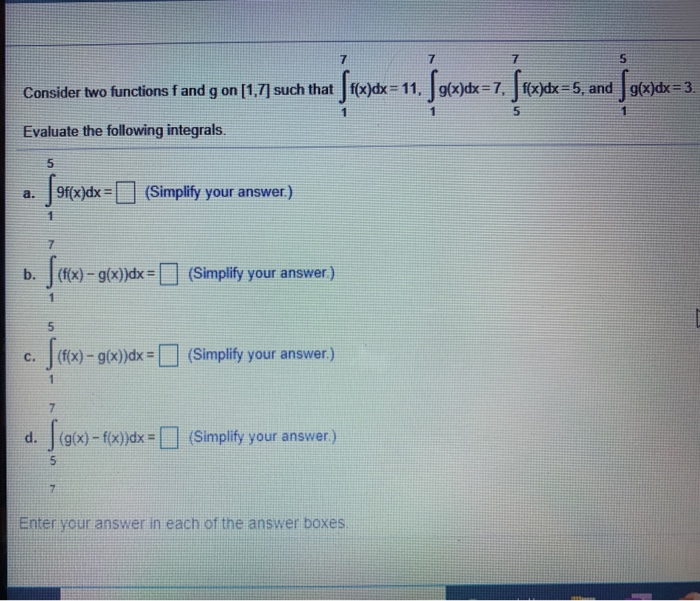 Solved 7 7 5 Consider two functions f and gon (1,7) such | Chegg.com