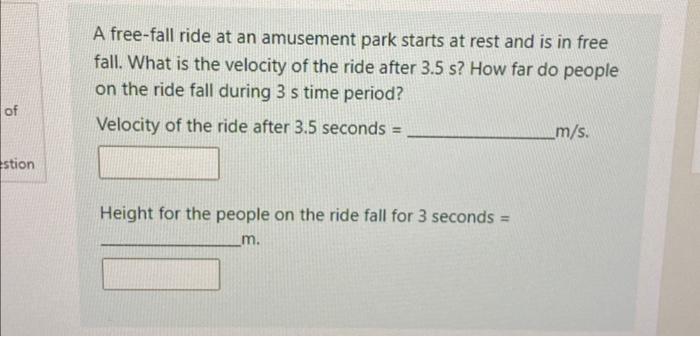 Solved A free-fall ride at an amusement park starts at rest | Chegg.com